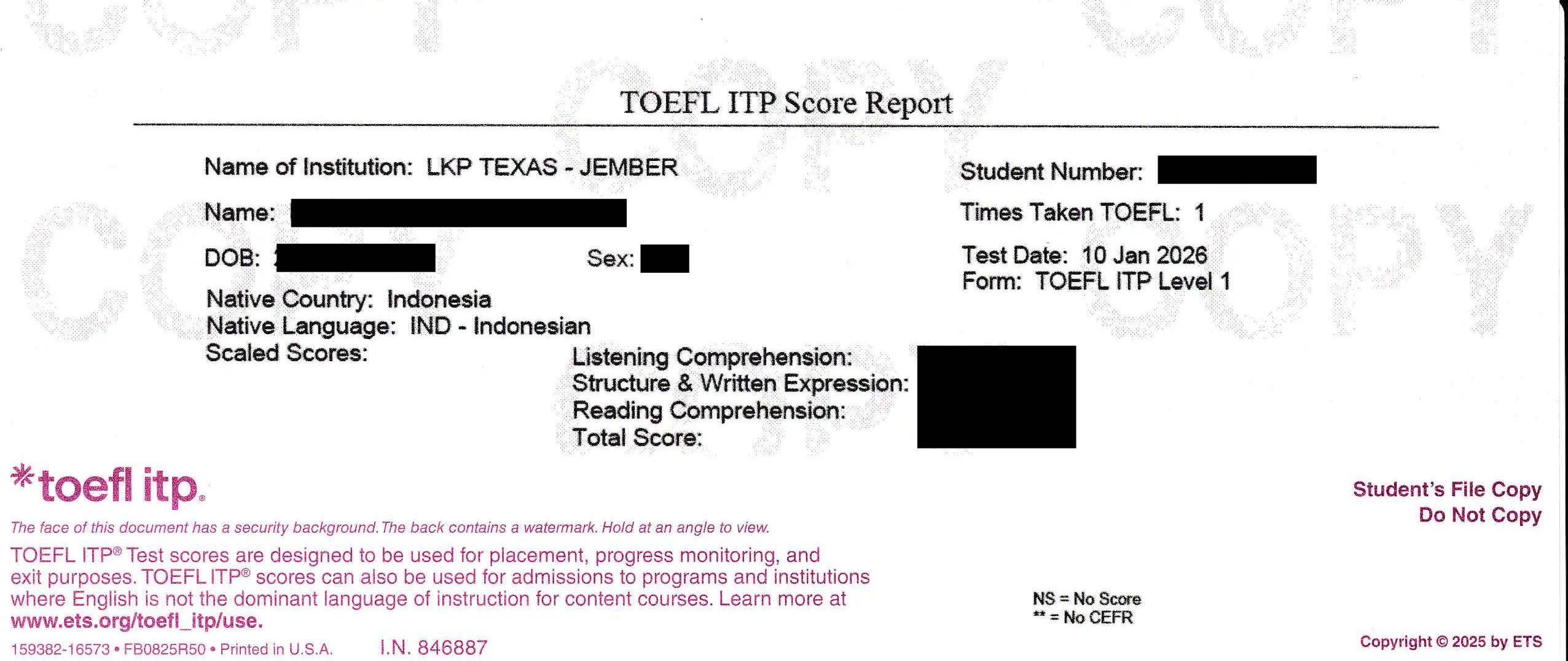 TOEFL ITP - TEXAS Jember